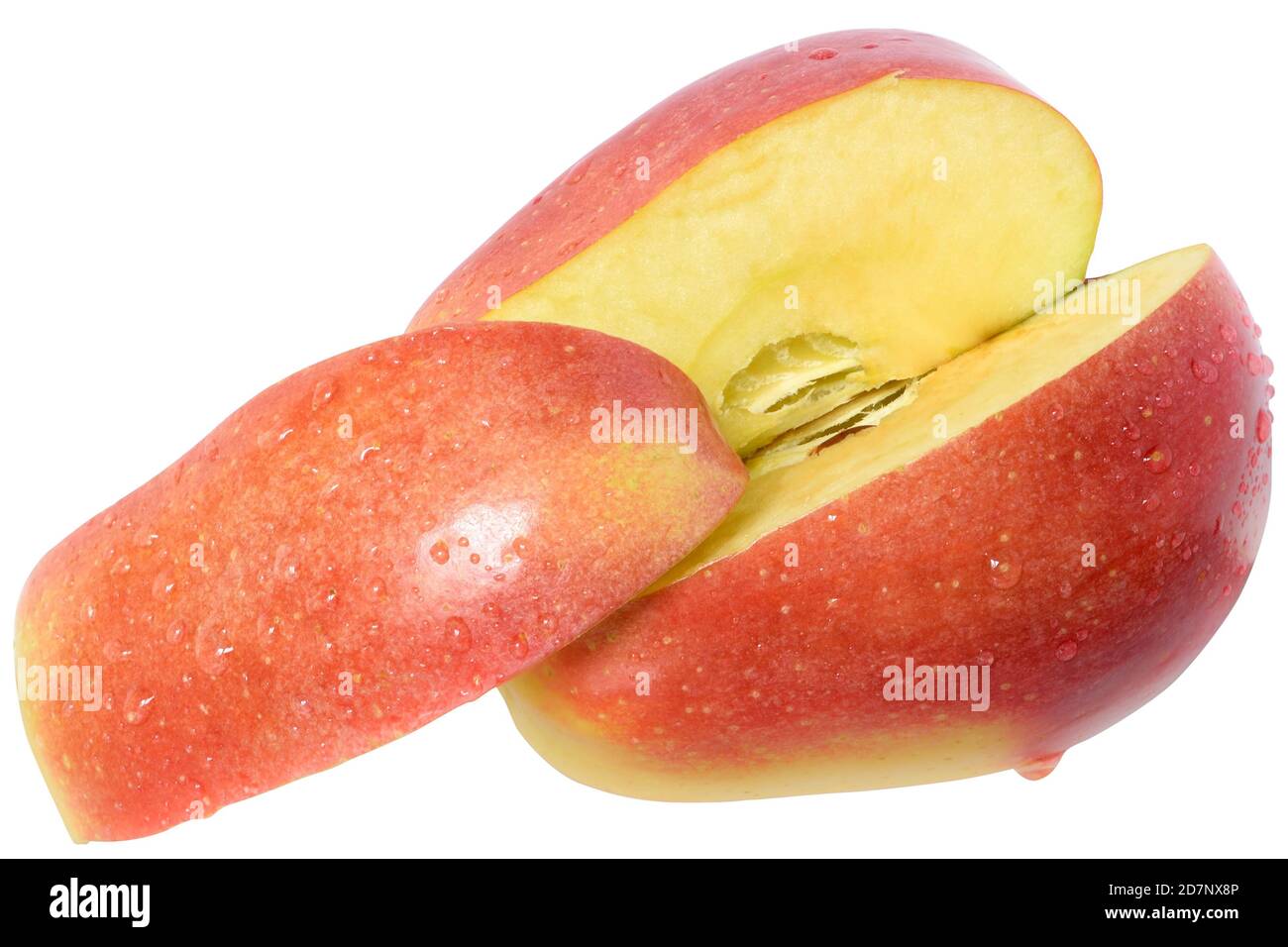 Cut red apple isolated on a white background Stock Photo - Alamy