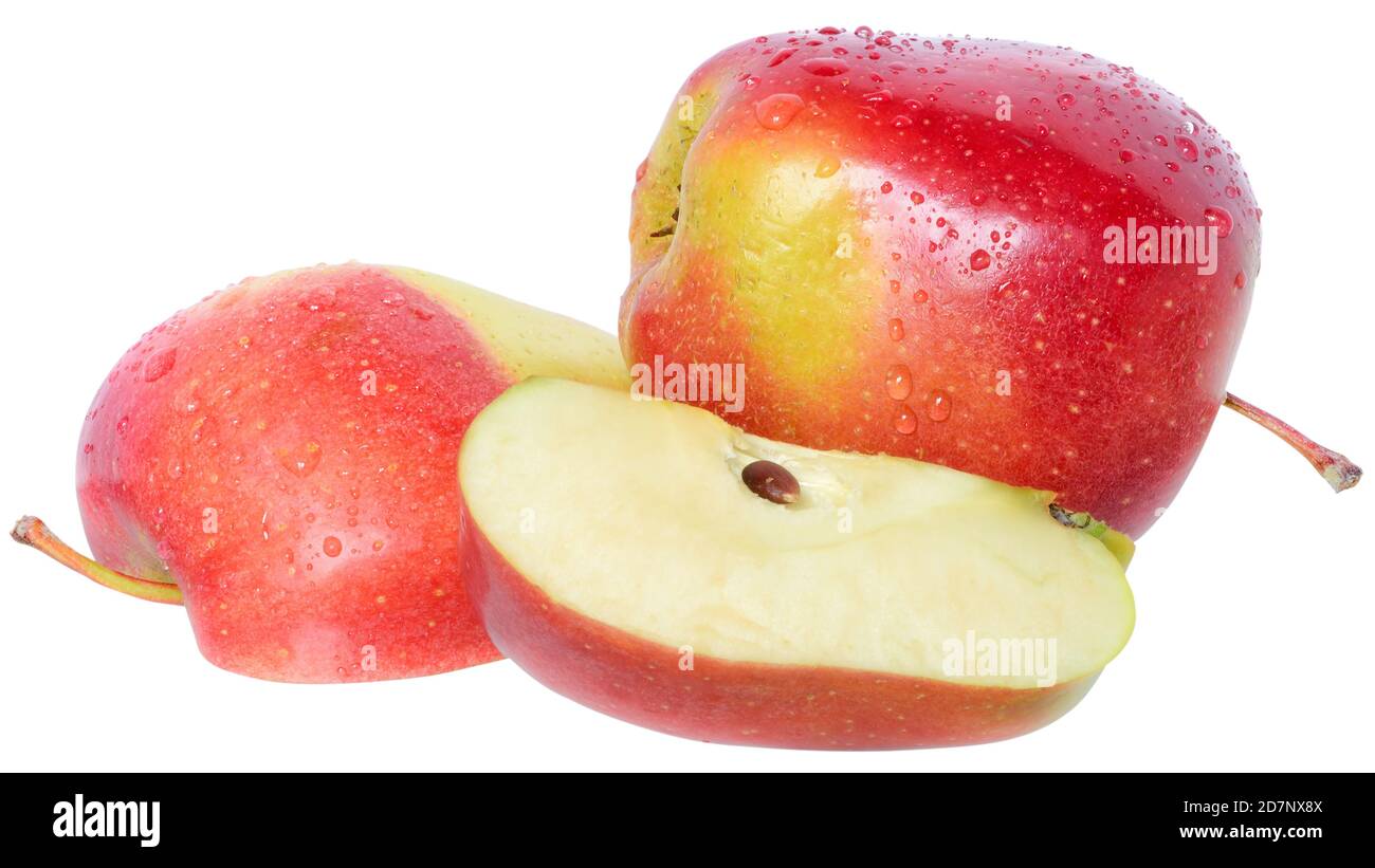 Cut red apple isolated on a white background Stock Photo - Alamy