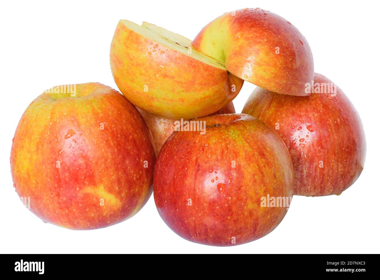 Heap red cut apple isolated on a white background Stock Photo - Alamy