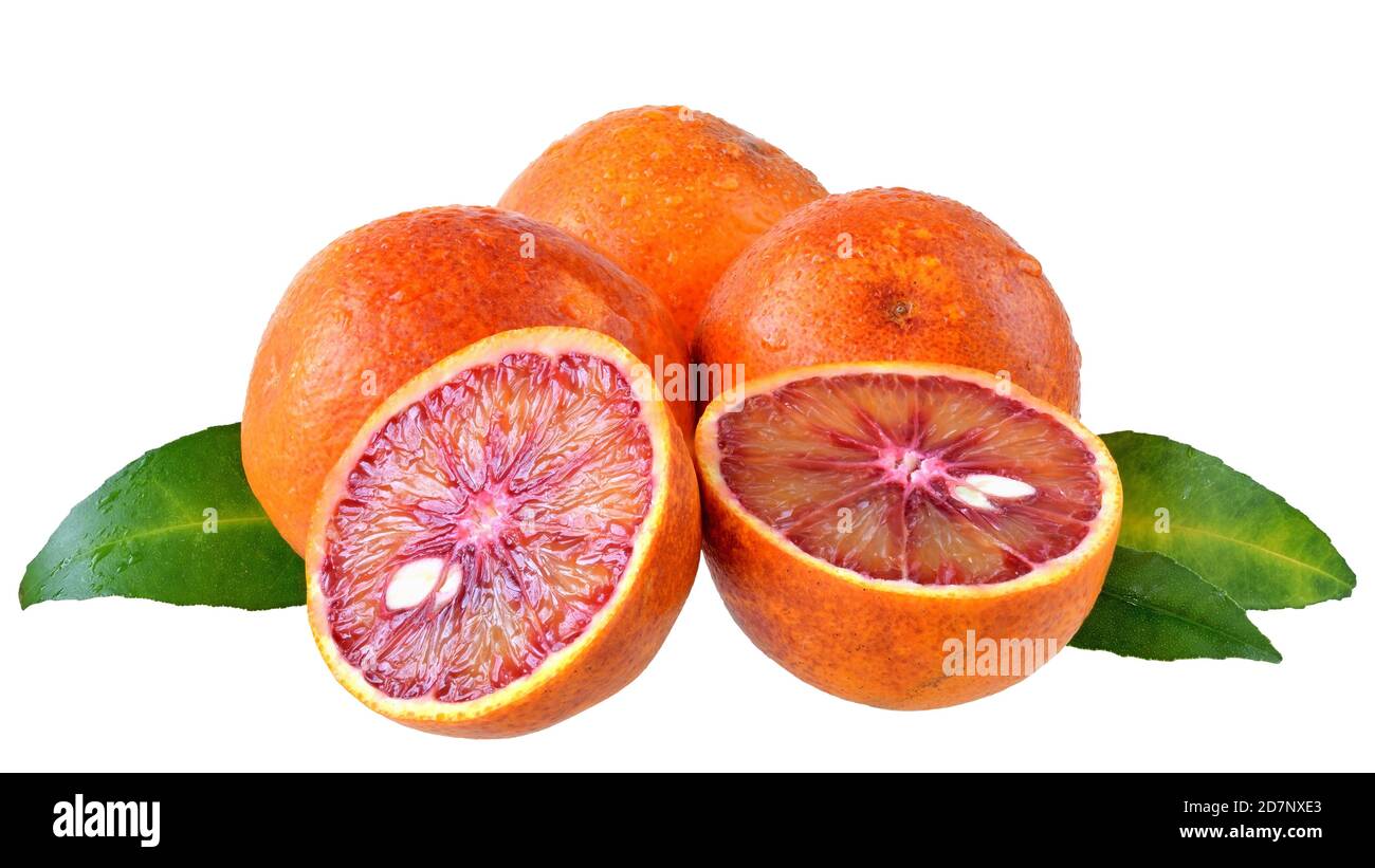 Blood orange slice isolated on a white background Stock Photo - Alamy