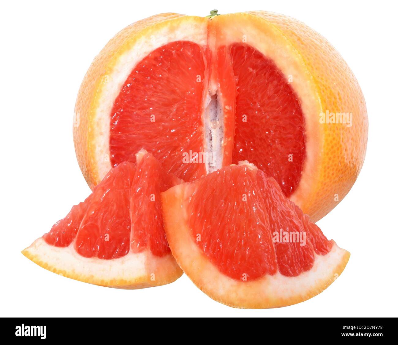 grapefruit cut into slices close up isolated on white background Stock ...