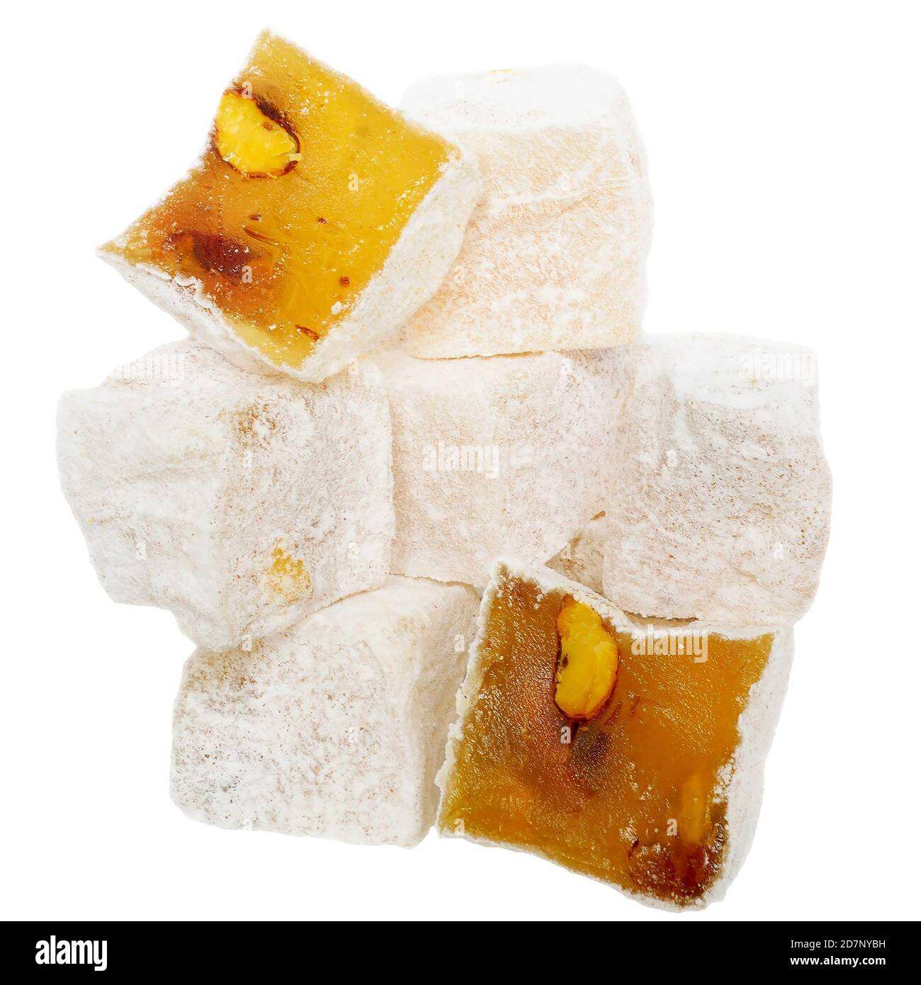 Turkish delight closeup isolated on white background Stock Photo - Alamy