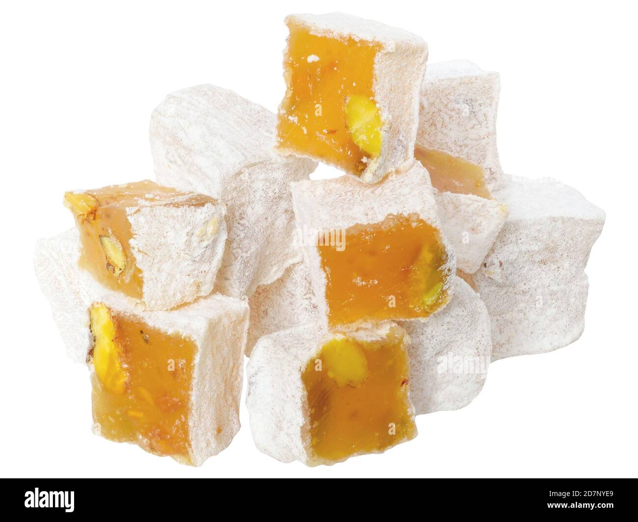 Turkish delight closeup isolated on white background Stock Photo - Alamy