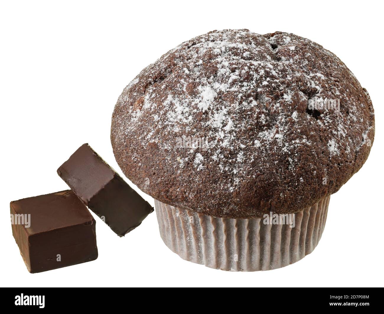 Muffin with cube dark chocolate Isolated on a white background Stock ...