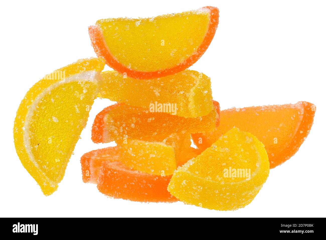 Red and yellow candy on a white background Stock Photo - Alamy