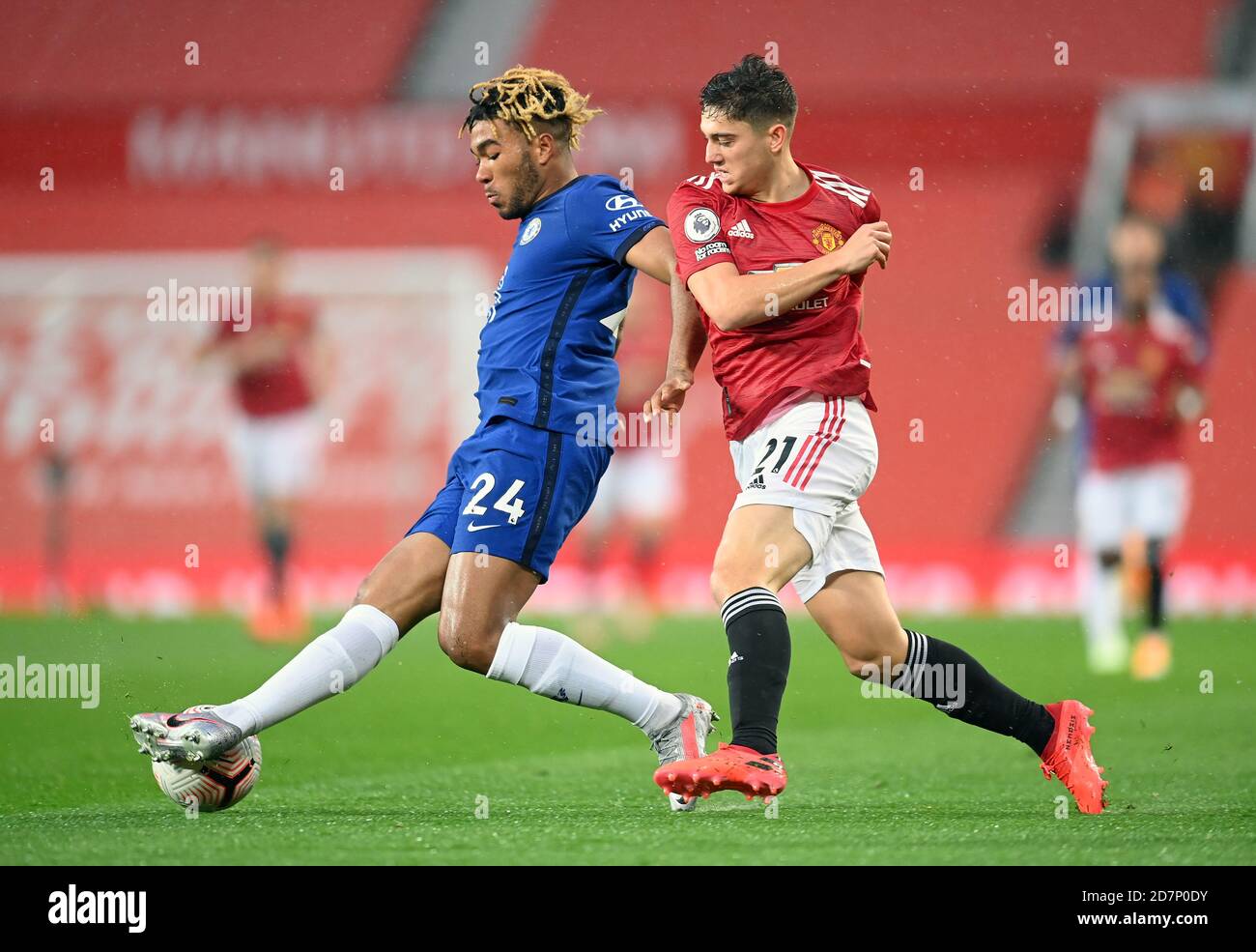 Chelsea’s Reece James (left) and Manchester United's Daniel James ...