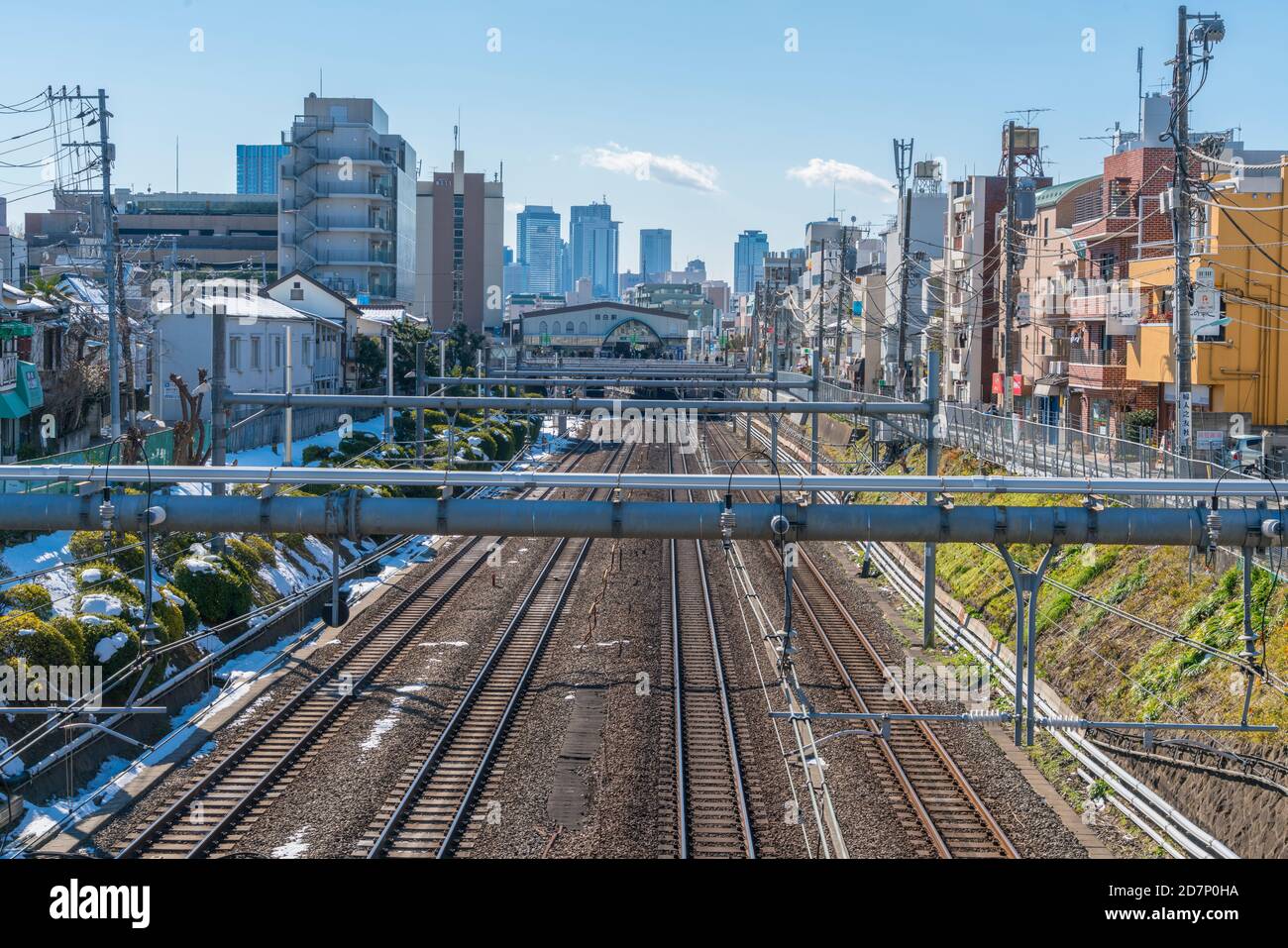 Yamanote Line runs under the footbridge Ikebukuro Tokyo Japan Stock ...