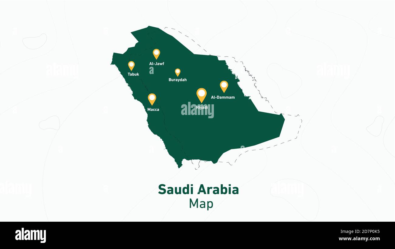 Green Outline Map of Saudi Arabia Vector Design Template. — Stock ...