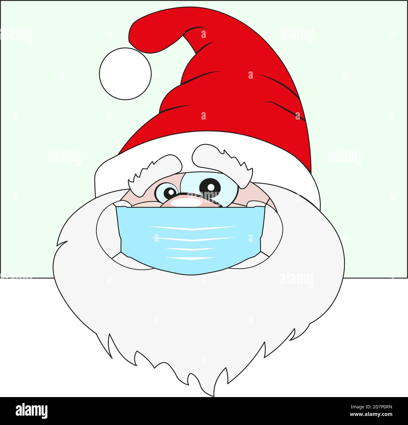 Vector EPS 10. Santa Claus Wearing Medical Face Mask. Safe holidays ...