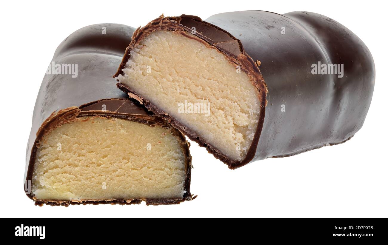 Chocolate marzipan bar isolated on a white background Stock Photo - Alamy