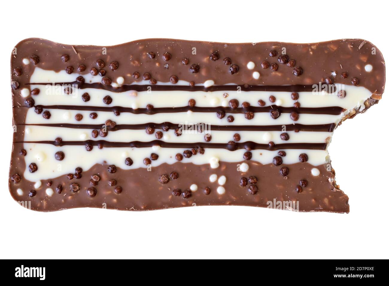 Two-tone chocolate milk and white with popped rice isolated on a white ...