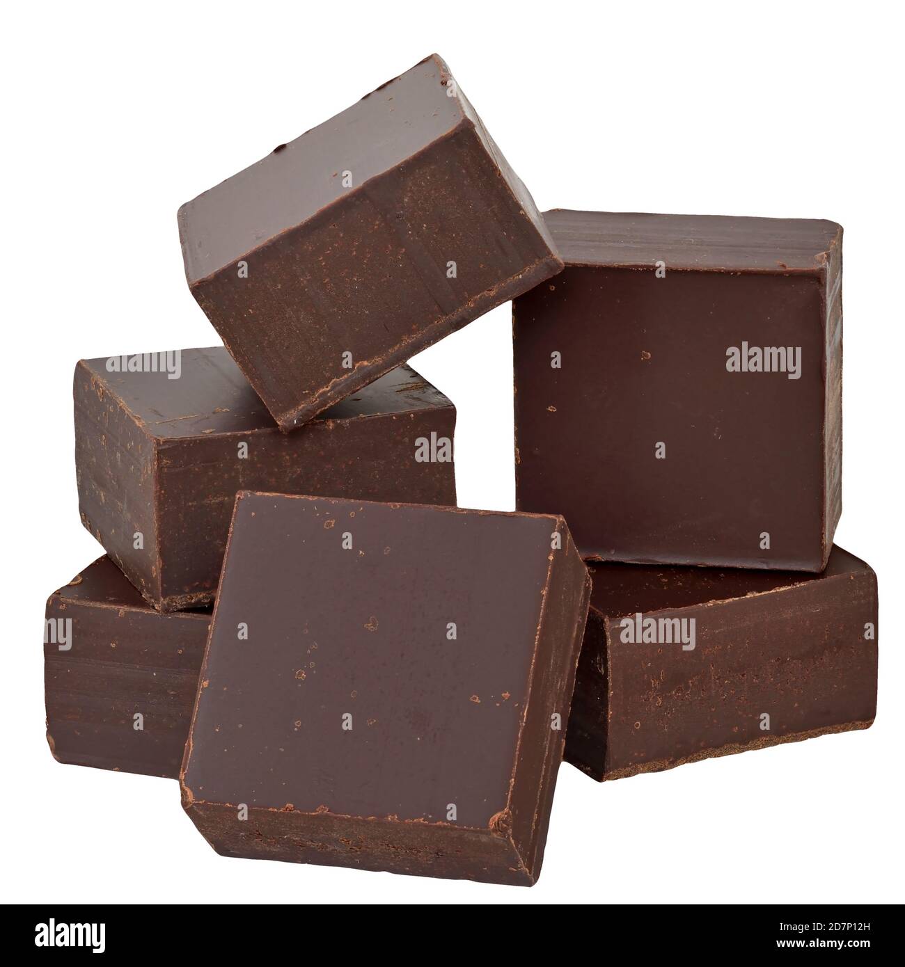Cubes of chocolate isolated on a white background Stock Photo - Alamy