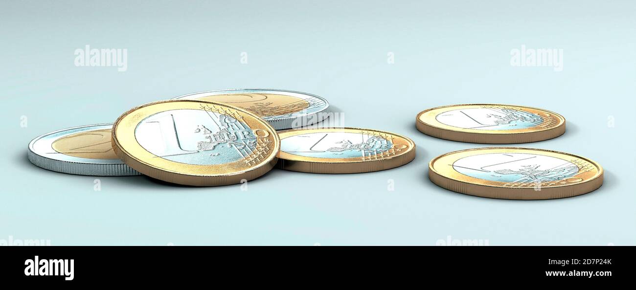 Money investment. Euro coins. Stacked money. Savings. Isolated Stock ...