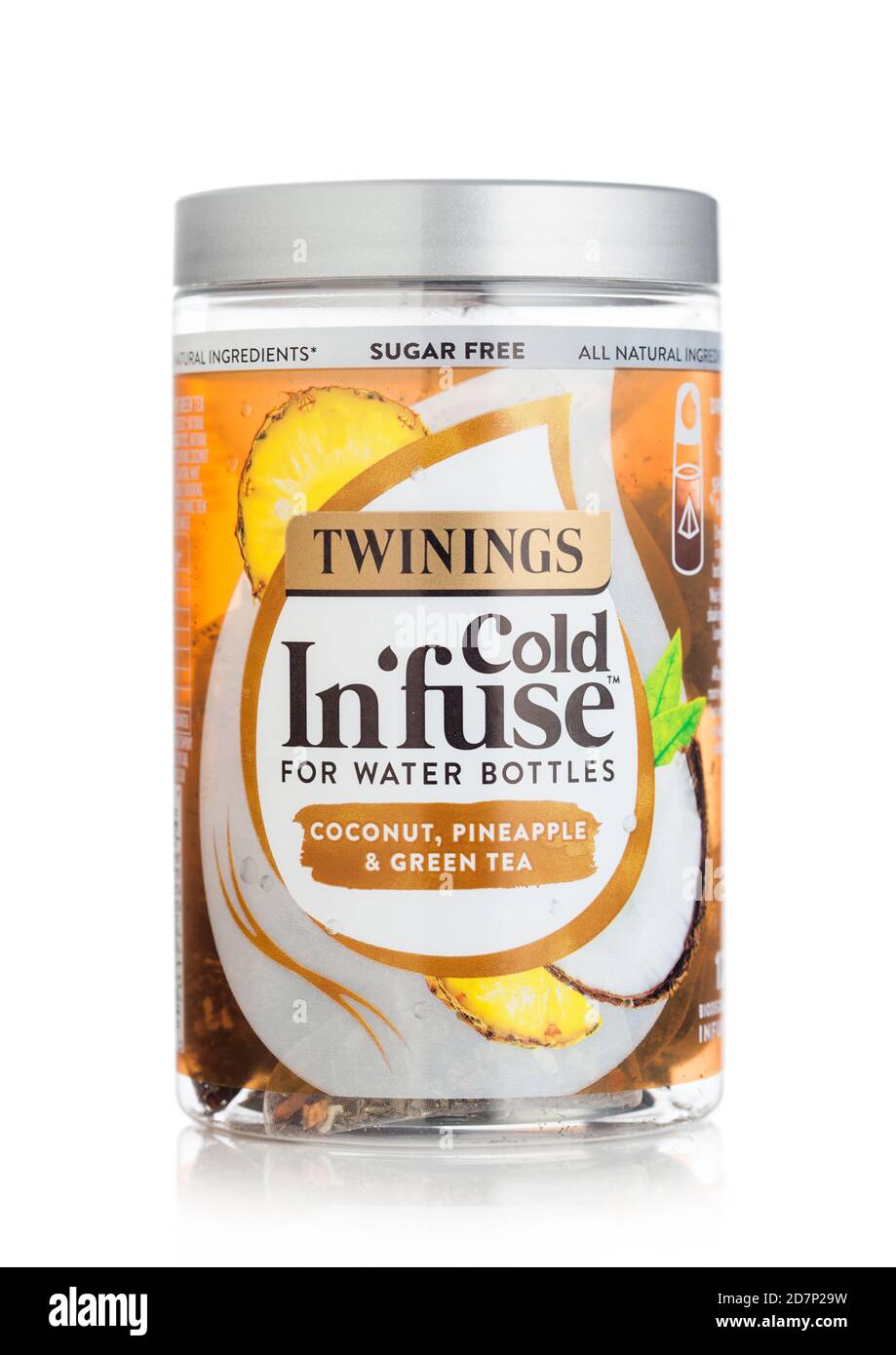 LONDON, UK - OCTOBER 14, 2020: Plastic jar of Twinings cold infuse tea ...