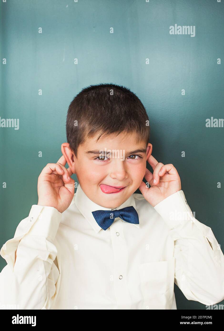 Children go back to school. Funny little boy near a blackboard. A child ...