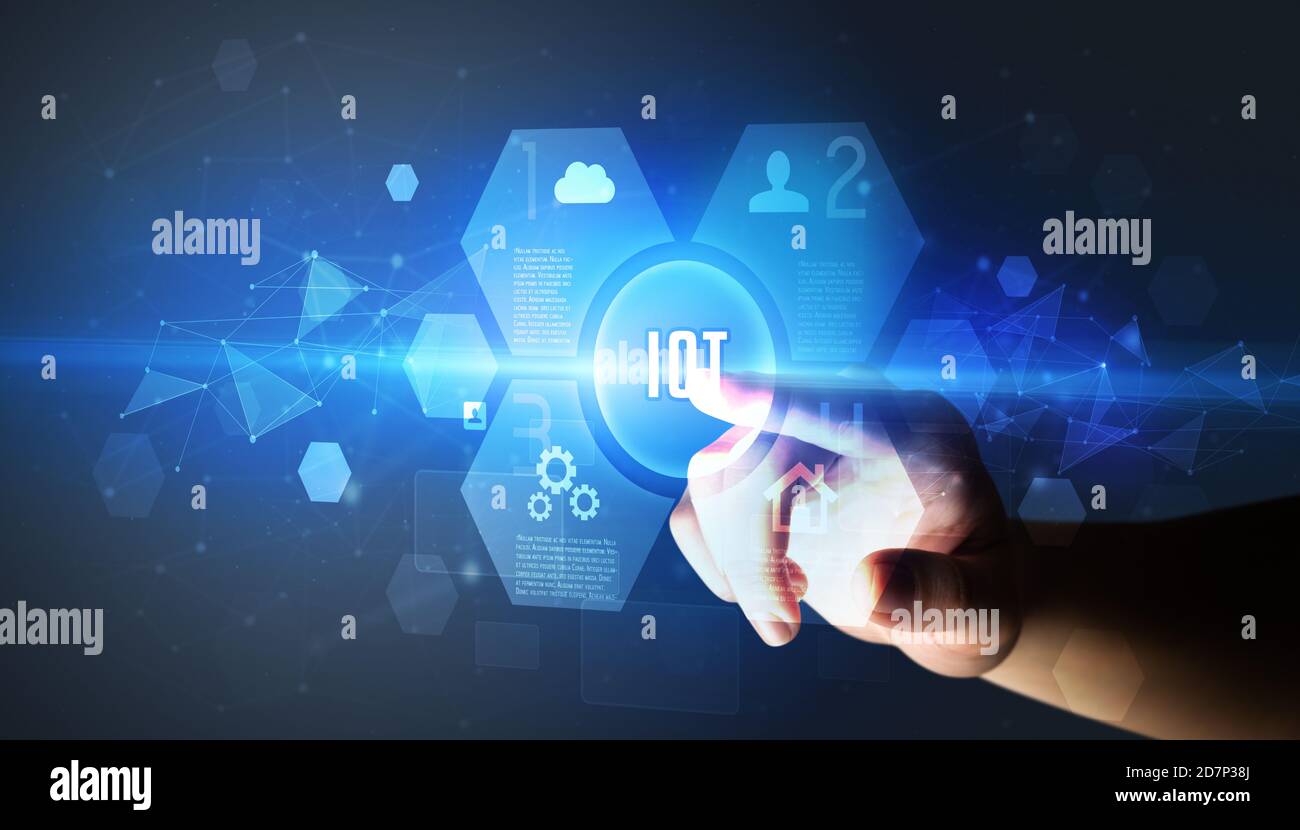 Hand touching IOT inscription, new technology concept Stock Photo - Alamy