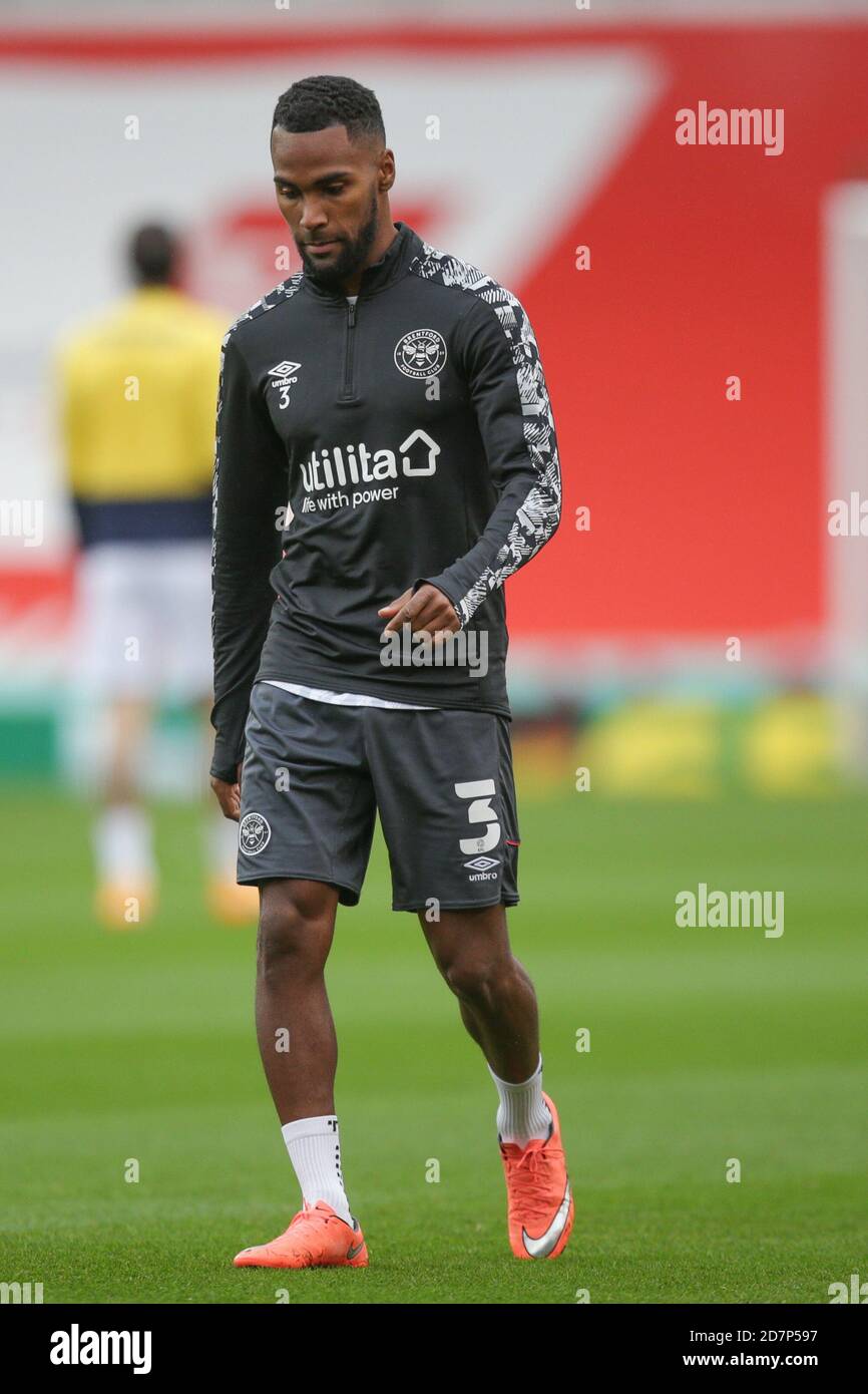 Stoke On Trent, UK. 24th Oct, 2020. Brentford defender Rico Henry (3 ...