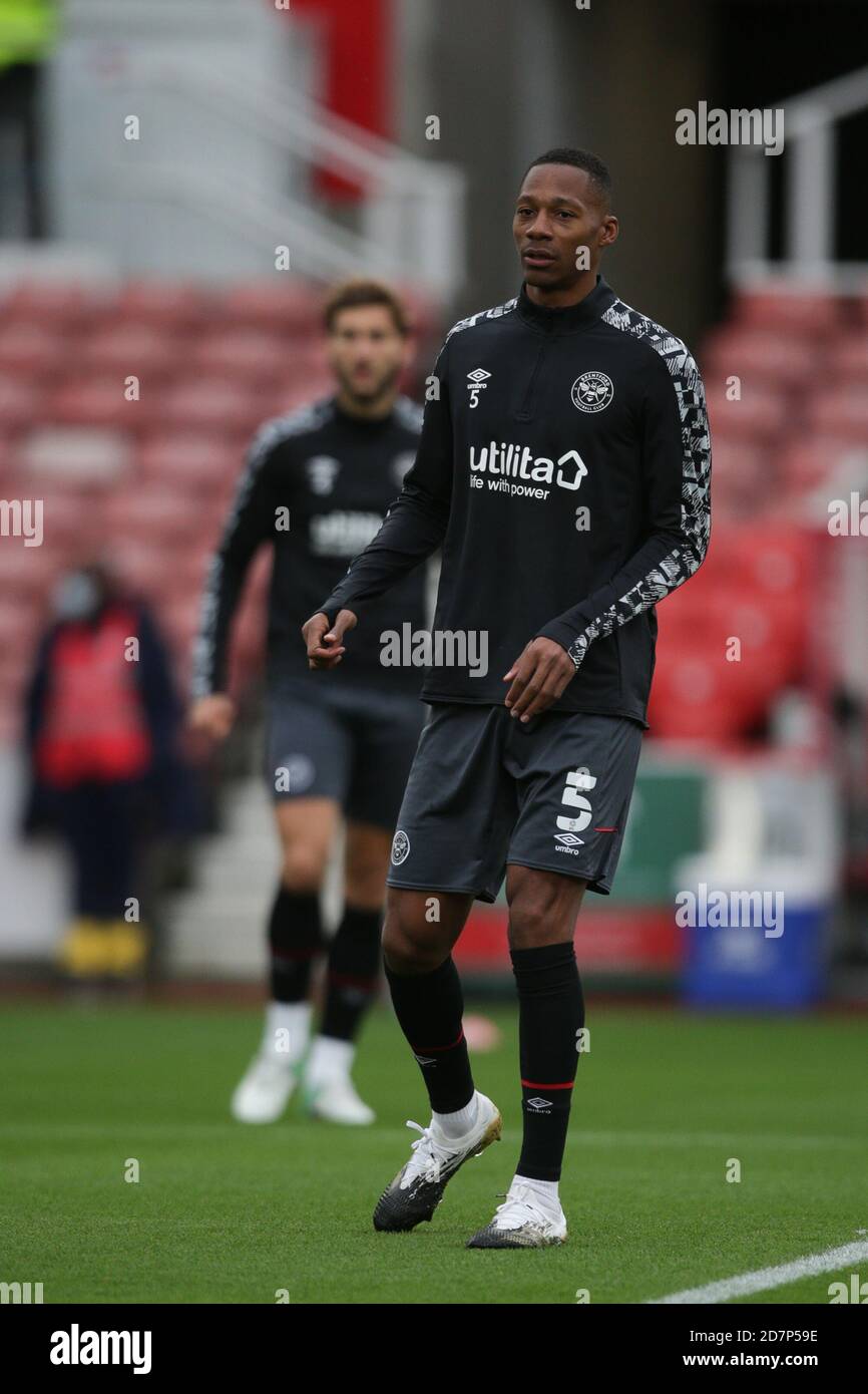 Stoke On Trent, UK. 24th Oct, 2020. Brentford defender Ethan Pinnock (5 ...