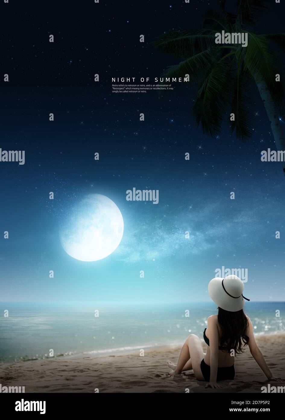 full moon dark night landscape in summer 007 Stock Photo - Alamy