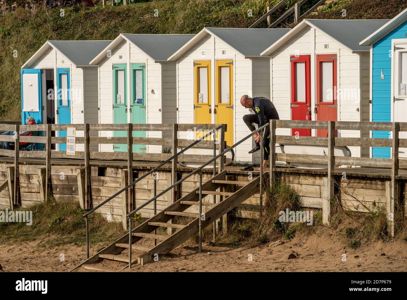 Beach huts at Bude, Cornwall Stock Photo - Alamy