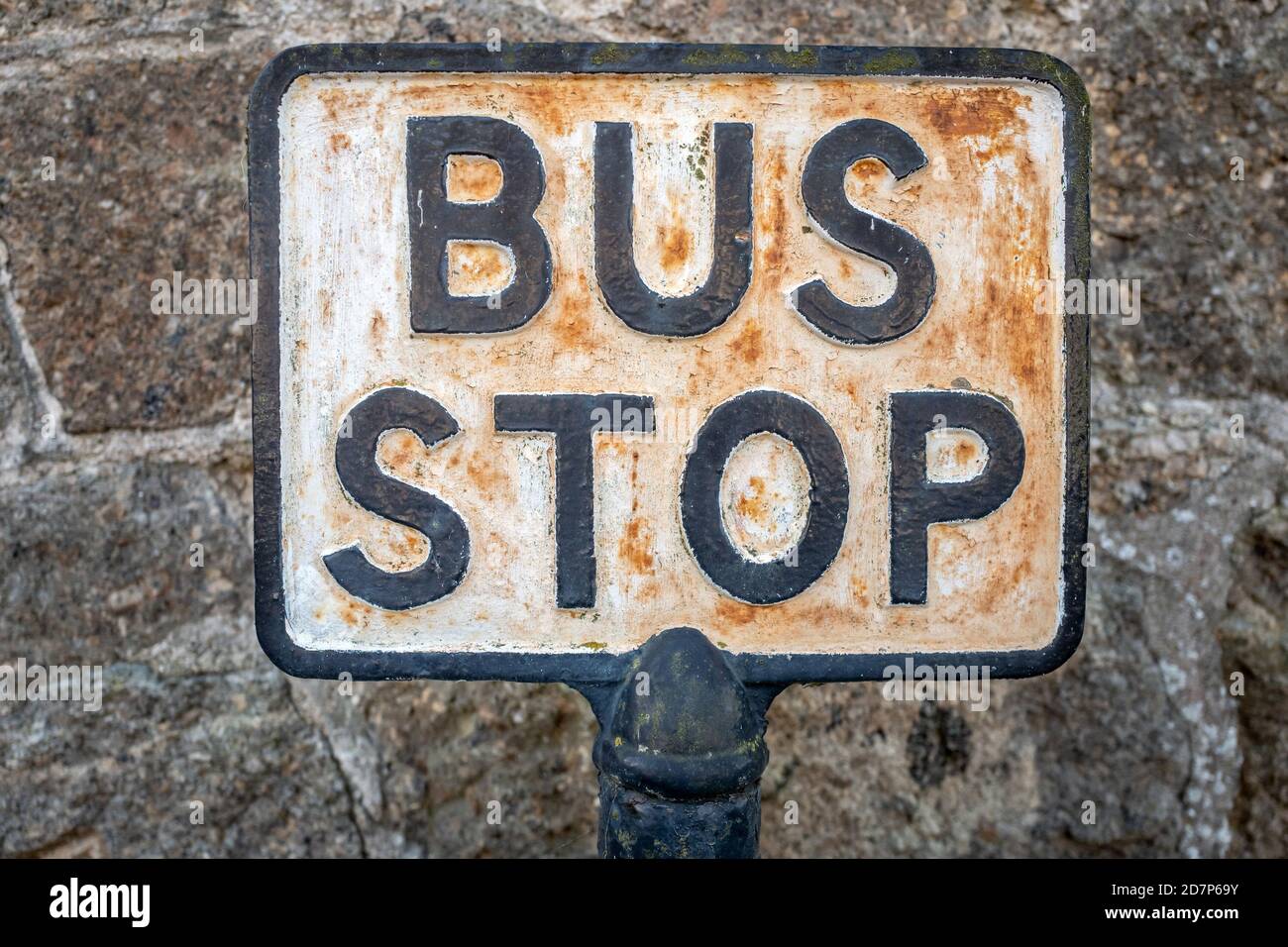 Old bus stop sign hi-res stock photography and images - Alamy