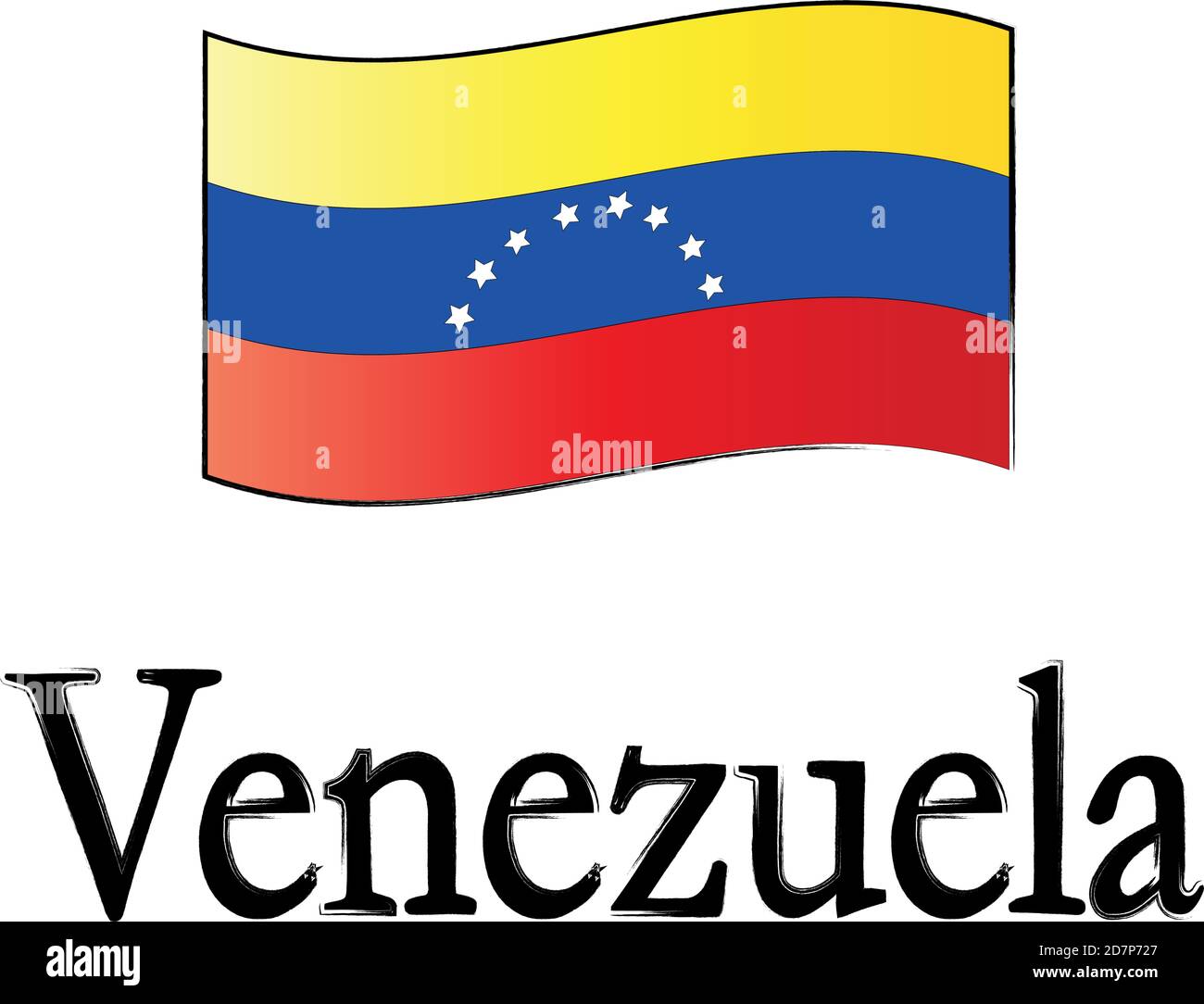 Venezuela flag and lettering on white background Stock Vector Image ...