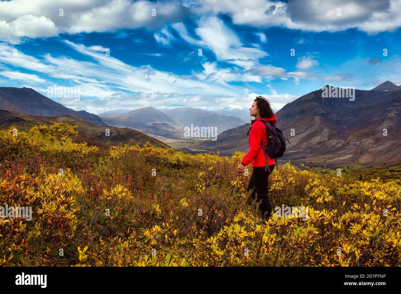 Adventurous Girl Hiking in Canadian Nature Stock Photo - Alamy