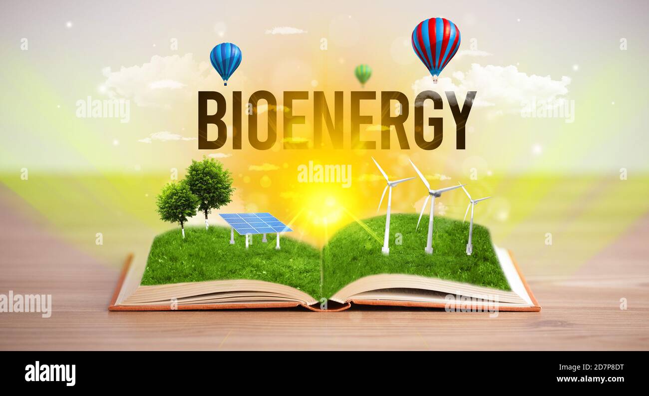 Open book with BIOENERGY inscription, renewable energy concept Stock ...
