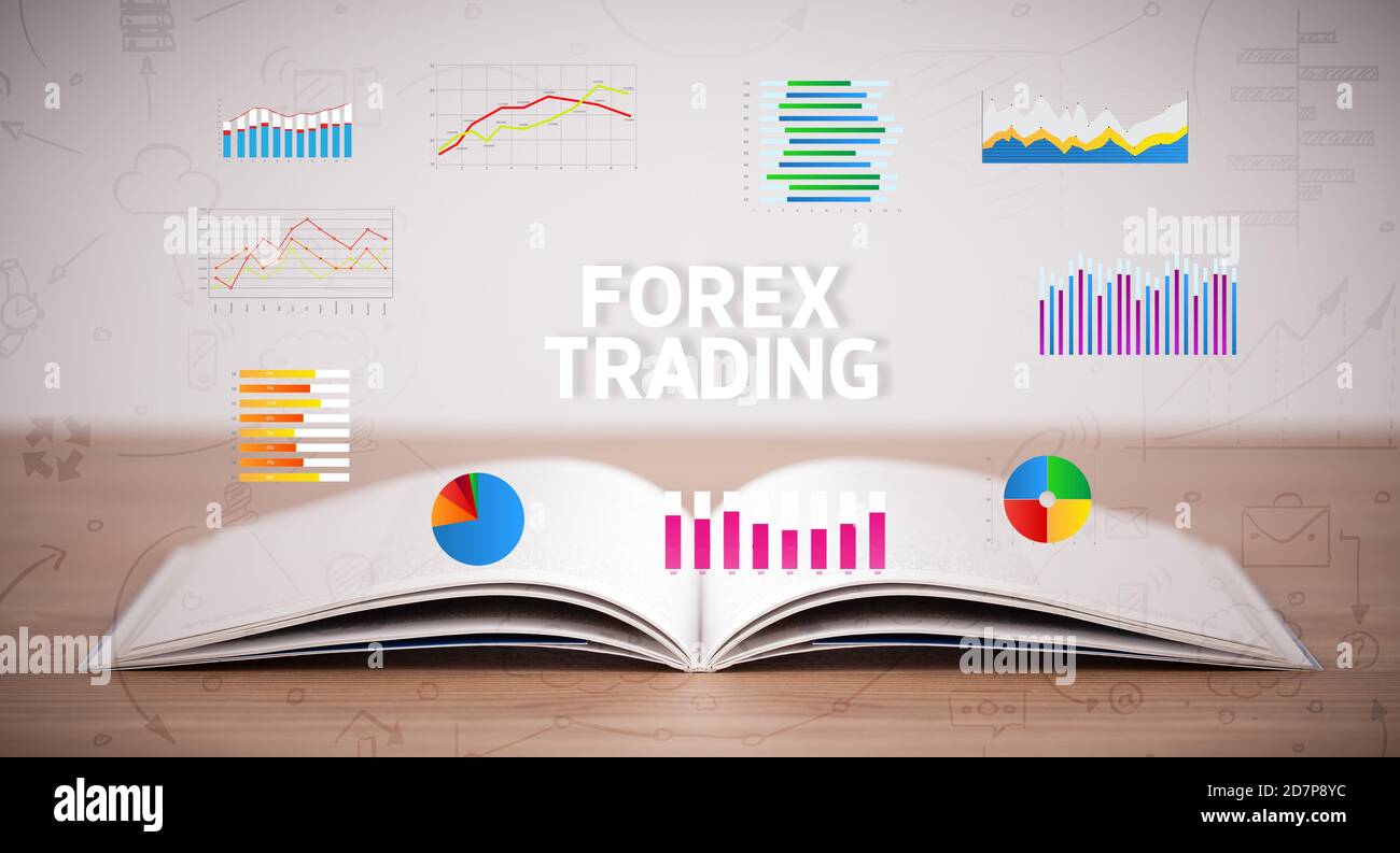 Open book with FOREX TRADING inscription, new business concept Stock ...