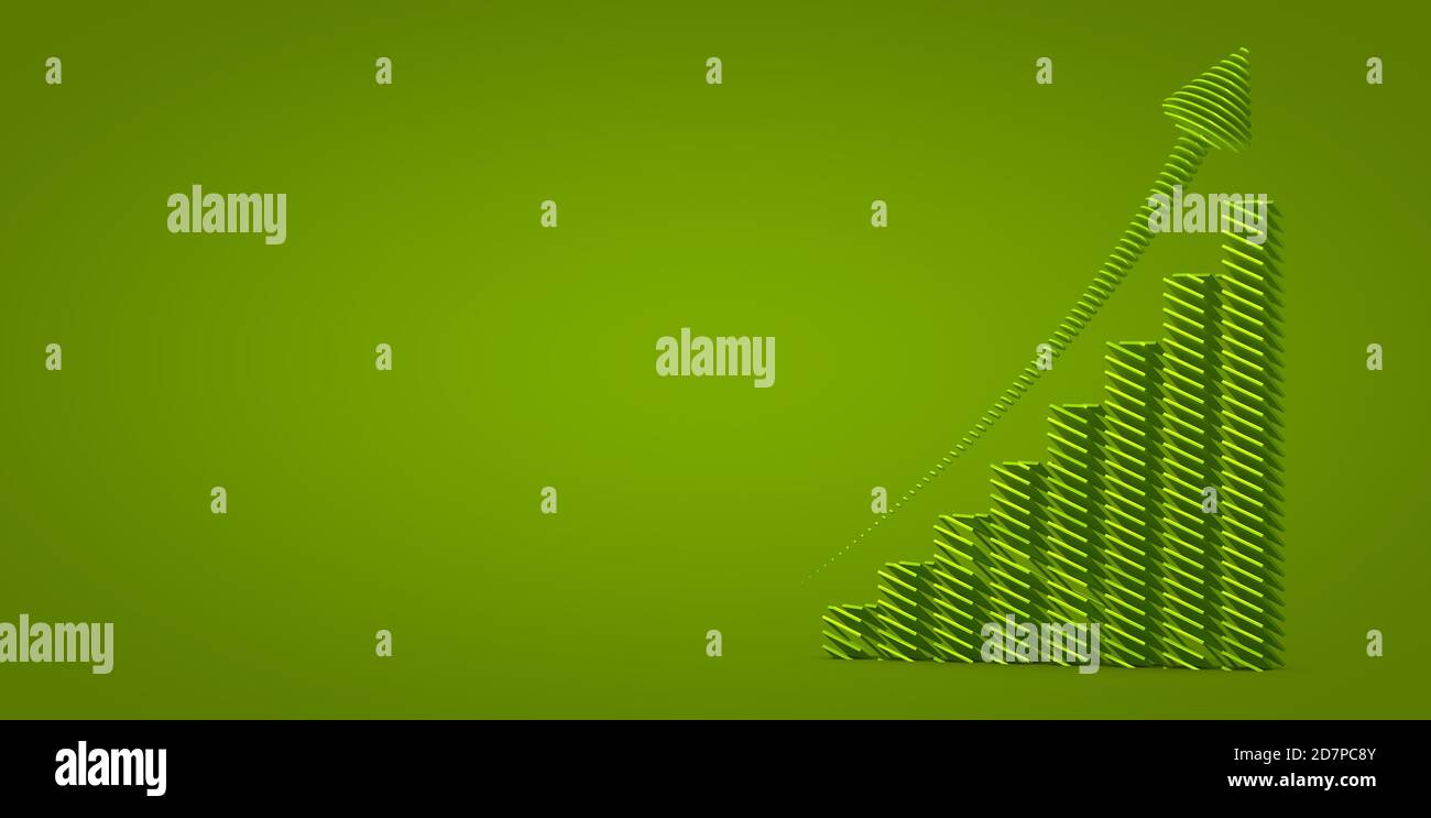 3D illustration of a growing business chart on a white background Stock ...