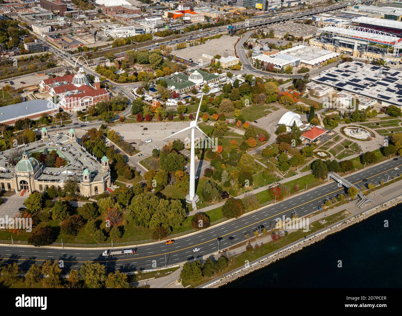 An aerial view of a portion of the Exhibition Grounds from the south ...