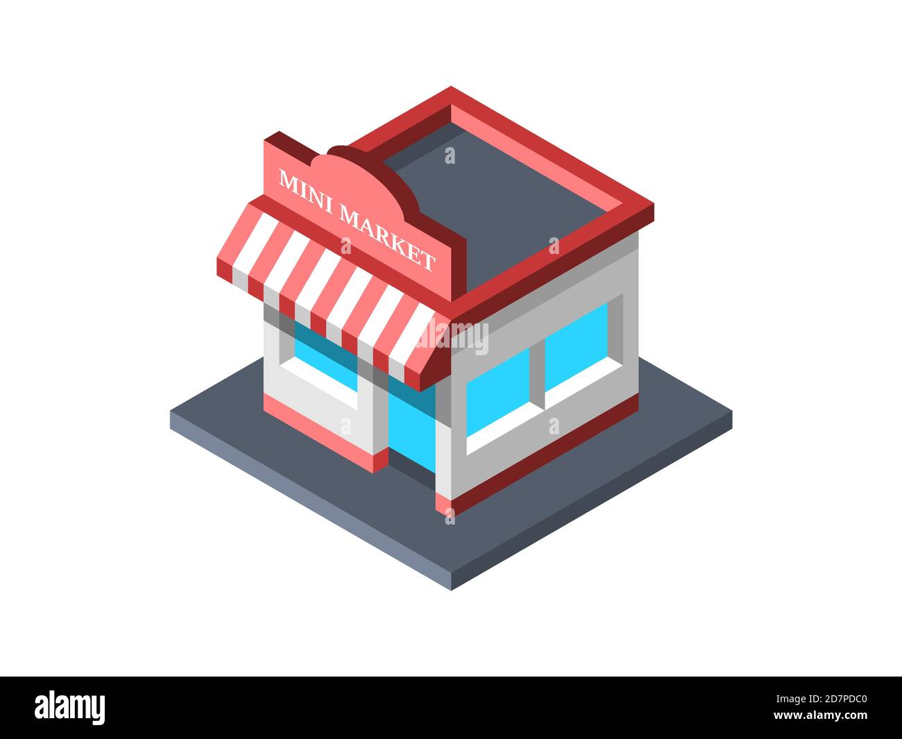 Isometric 3D icon shop market city infrastructure, urban buildings and ...