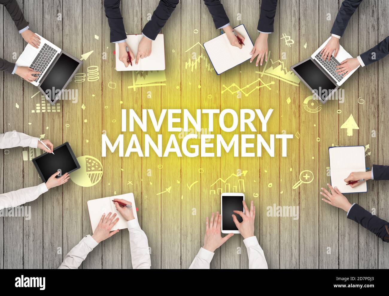 Group of Busy People Working in an Office with INVENTORY MANAGEMENT ...