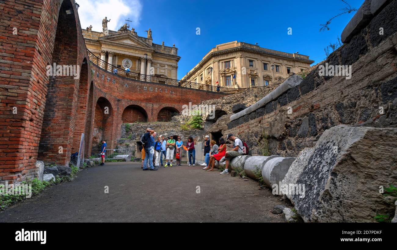 Roman Amphitheater of Catania at Piazza Stesicoro. Catania, Sicily ...