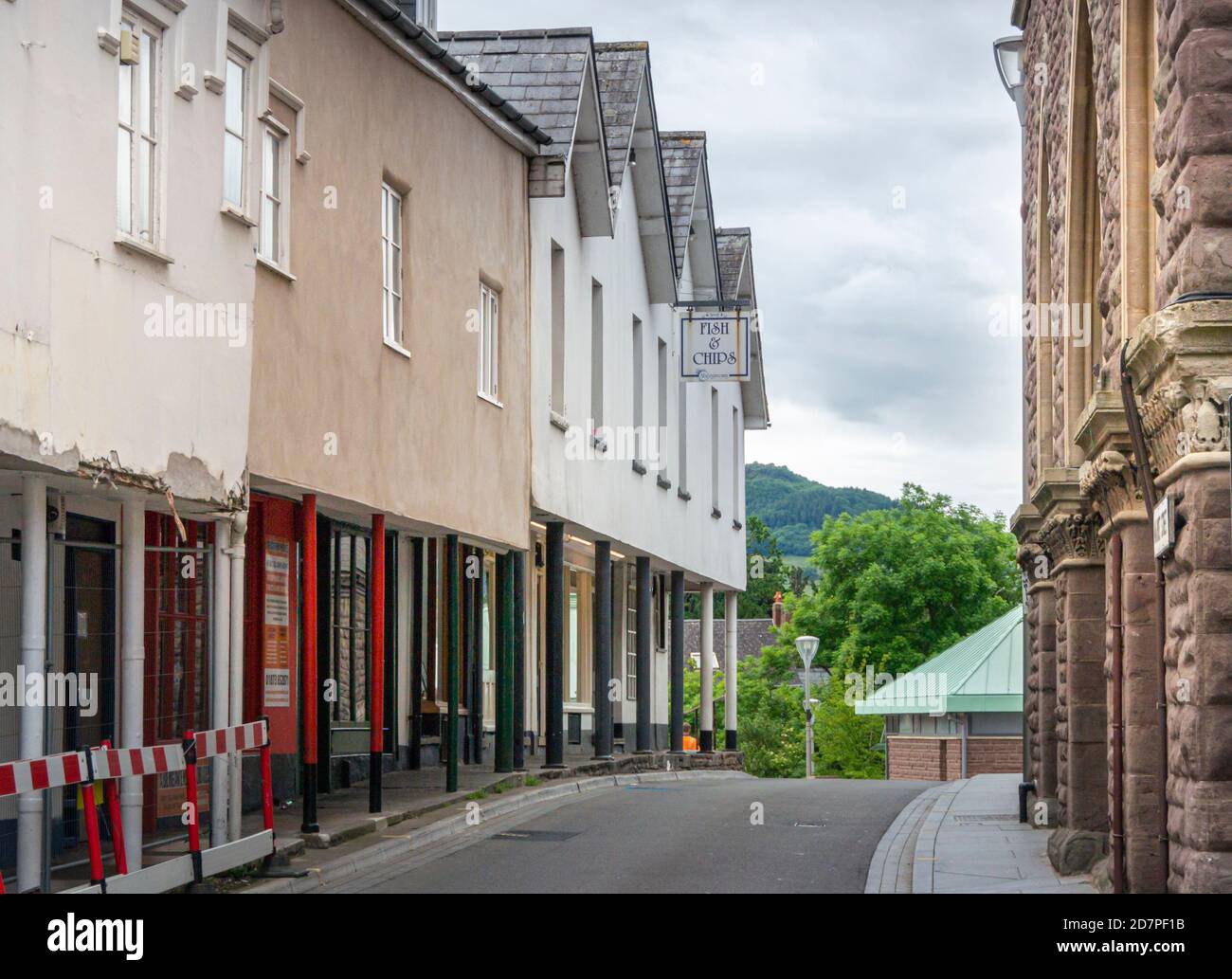 Sreet view of Market Street in the town of Abergavenny, Wales, UK Stock ...