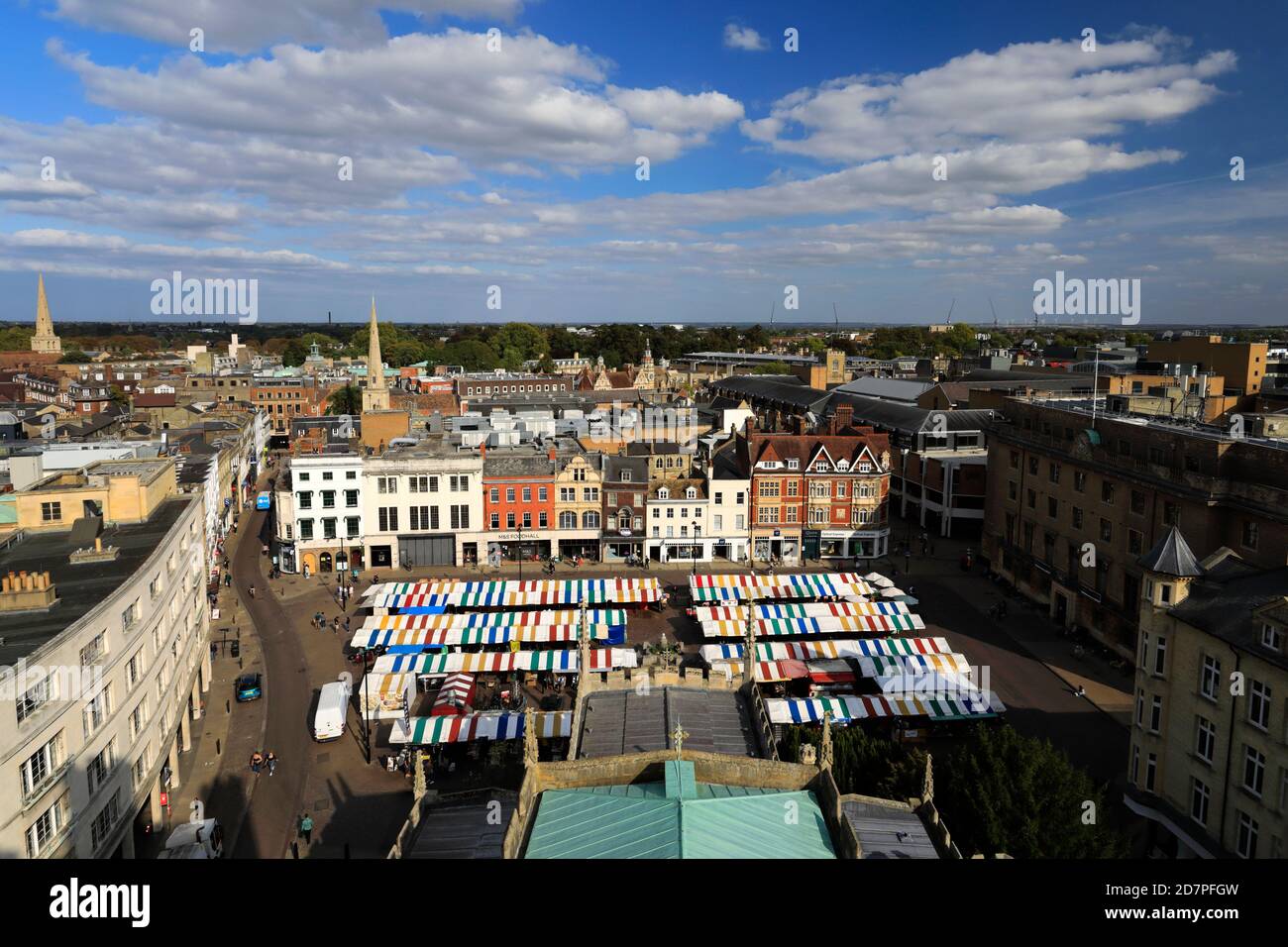 Rooftop view over Cambridge City, from Great St Marys Church tower ...