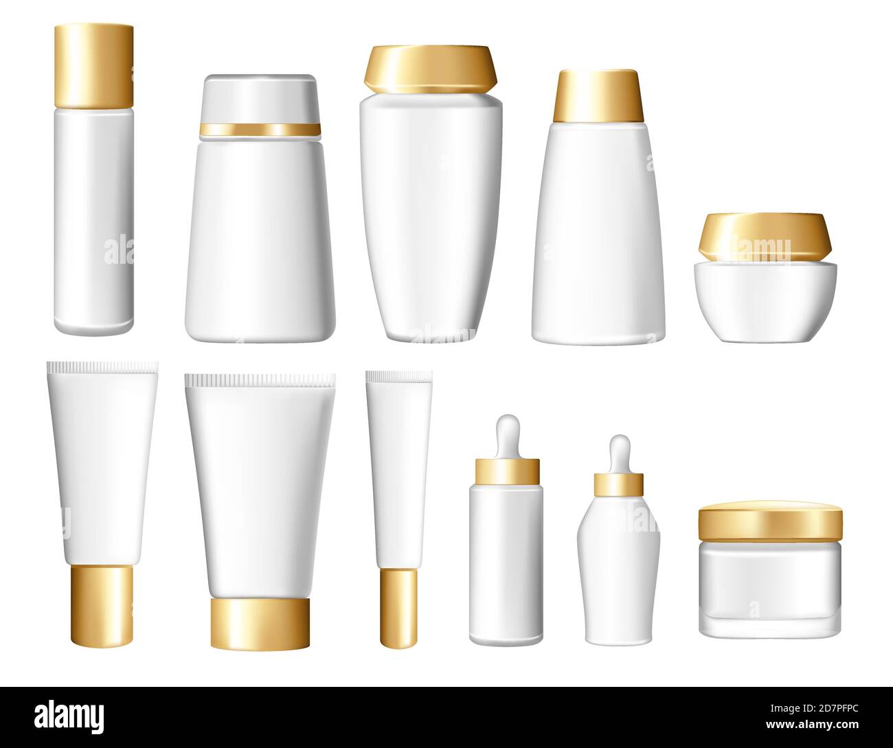 Set vector blank templates of empty and clean white plastic containers ...