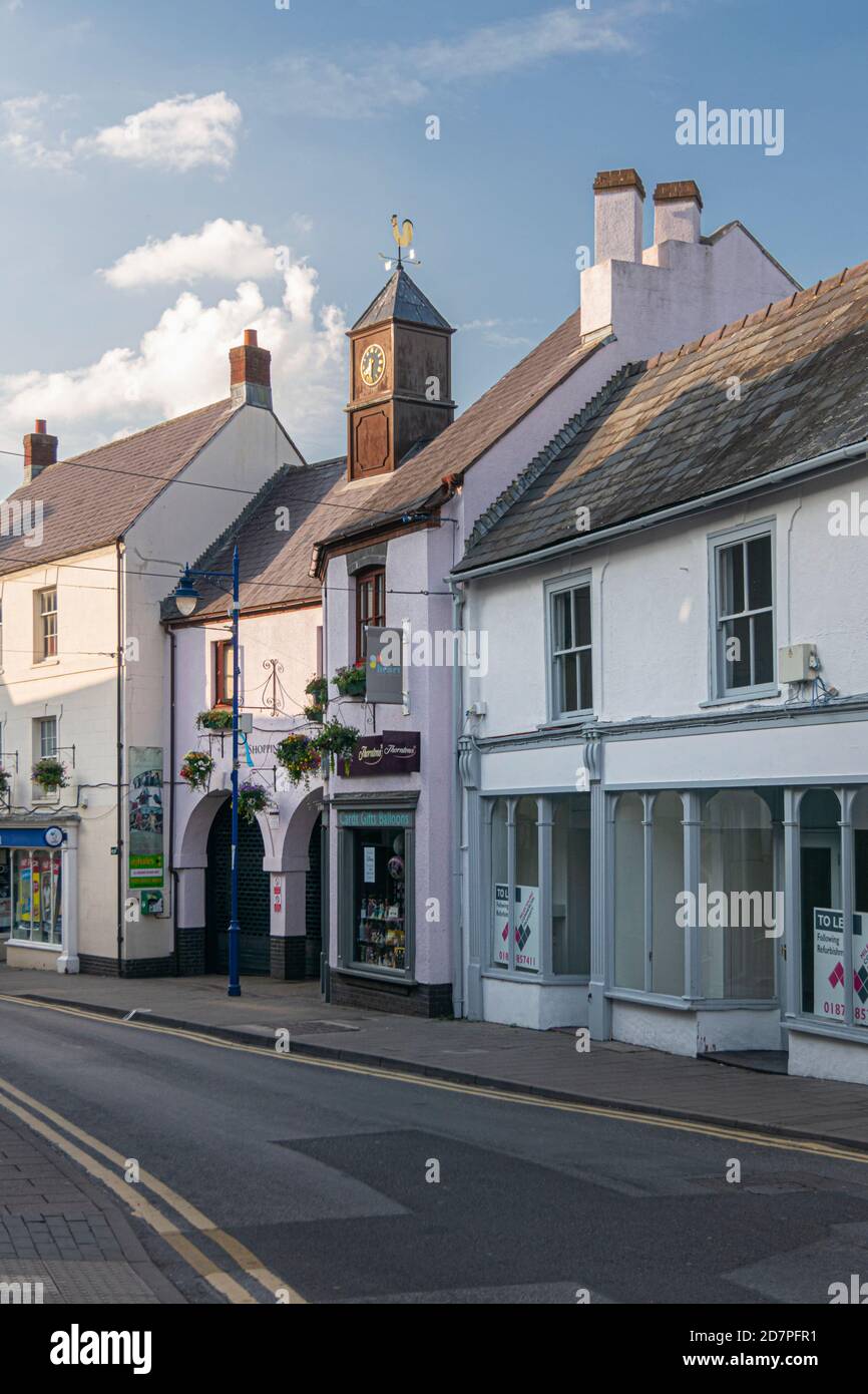Sreet view of Frogmore Street oim the town of Abergavenny, Wales, UK ...