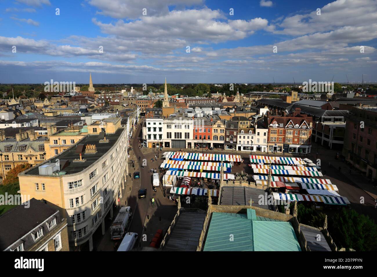 Rooftop view over Cambridge City, from Great St Marys Church tower ...