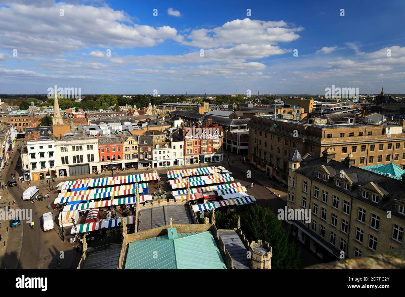 Rooftop view over Cambridge City, from Great St Marys Church tower ...