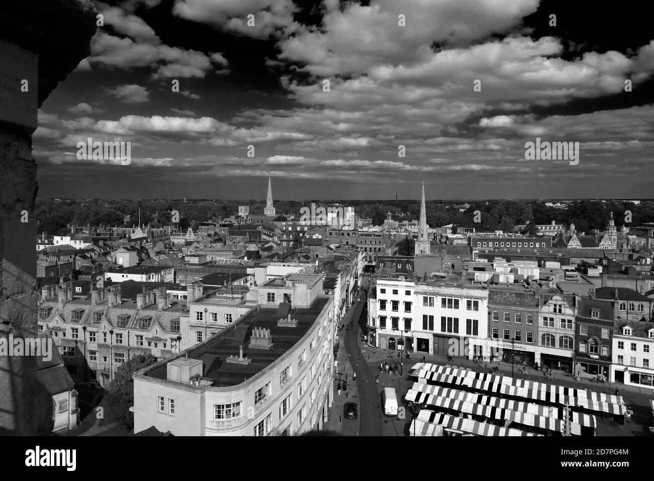 Rooftop view over Cambridge City, from Great St Marys Church tower ...