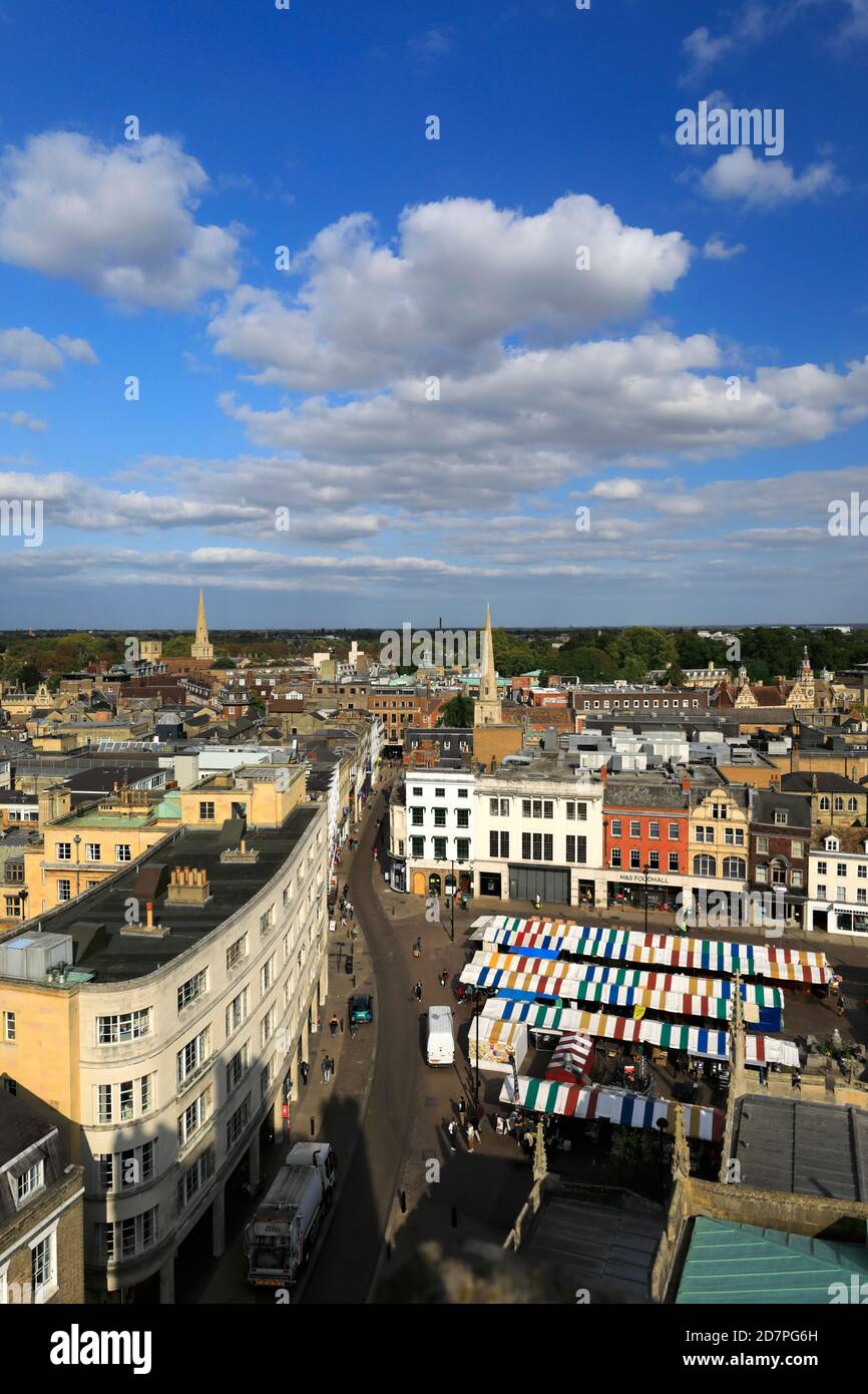 Rooftop view over Cambridge City, from Great St Marys Church tower ...