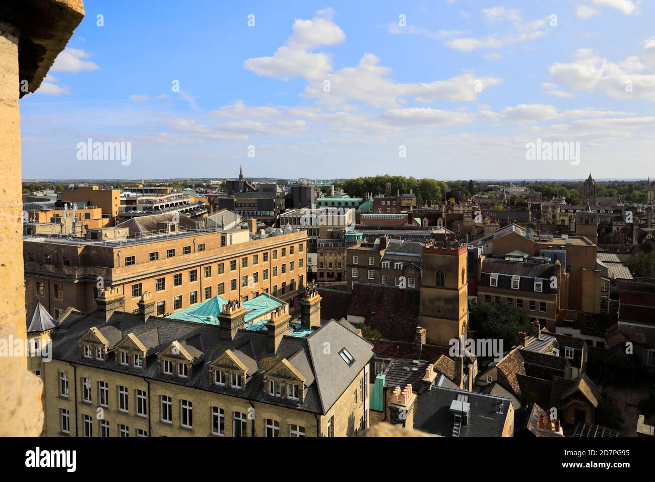 Rooftop view over Cambridge City, from Great St Marys Church tower ...