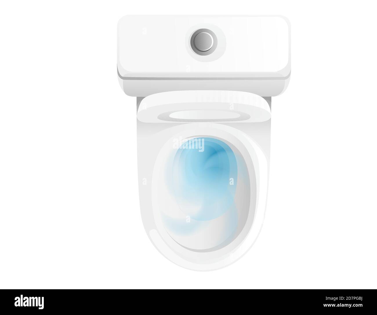 White ceramic toilet bowl with water top view realistic vector ...