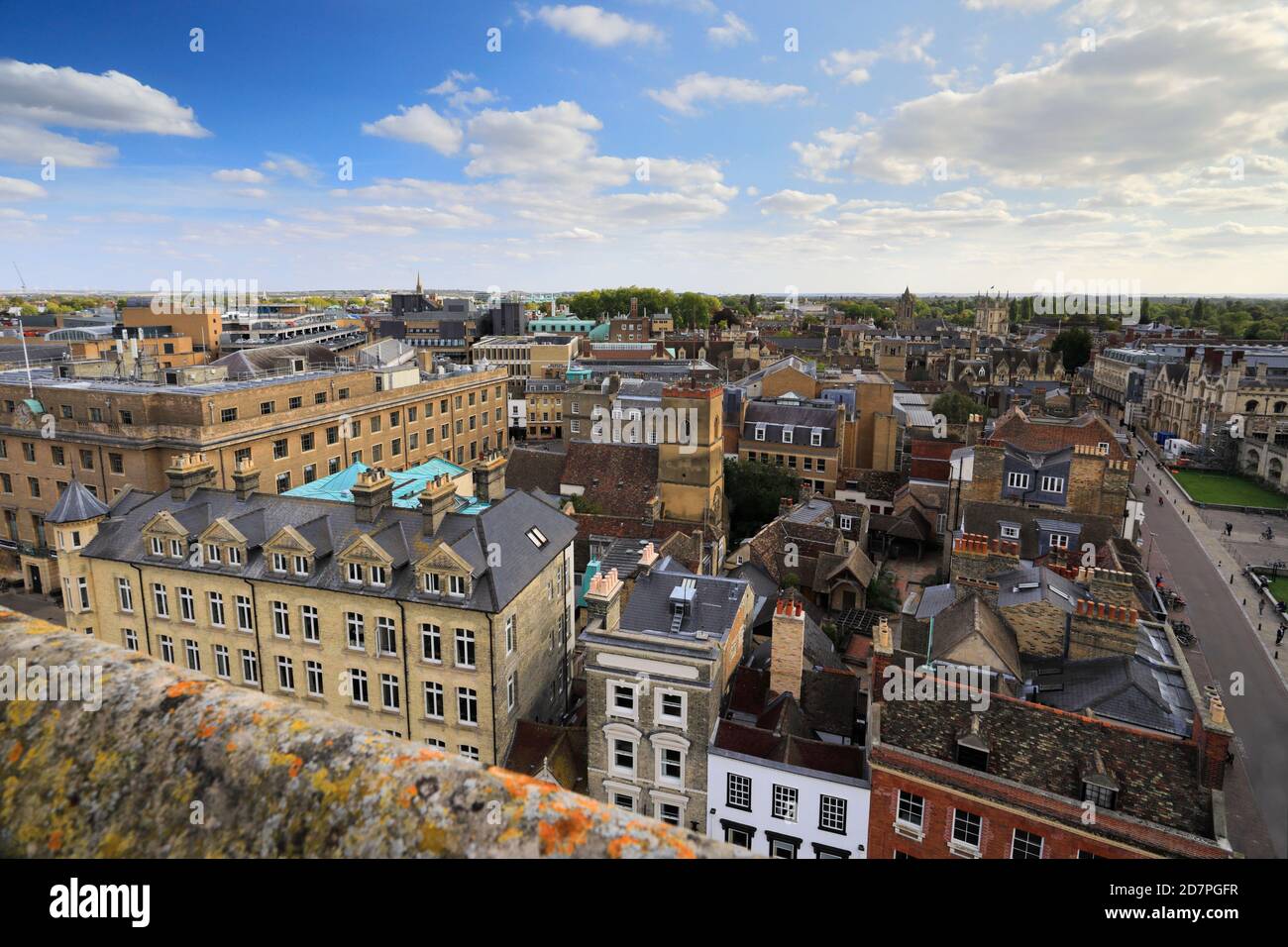 Rooftop view over Cambridge City, from Great St Marys Church tower ...