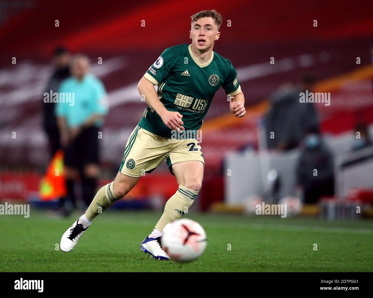 Sheffield United's Ben Osborn during the Premier League match at Anfield, Liverpool Stock Photo ...