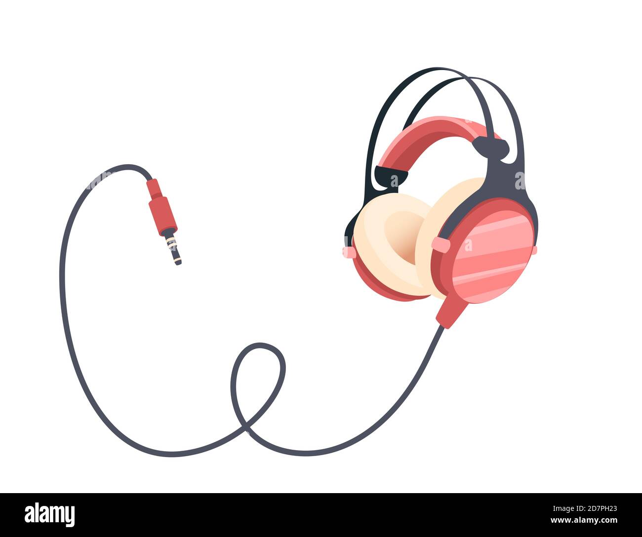 Wired old retro style professional headphone pink color with white ...