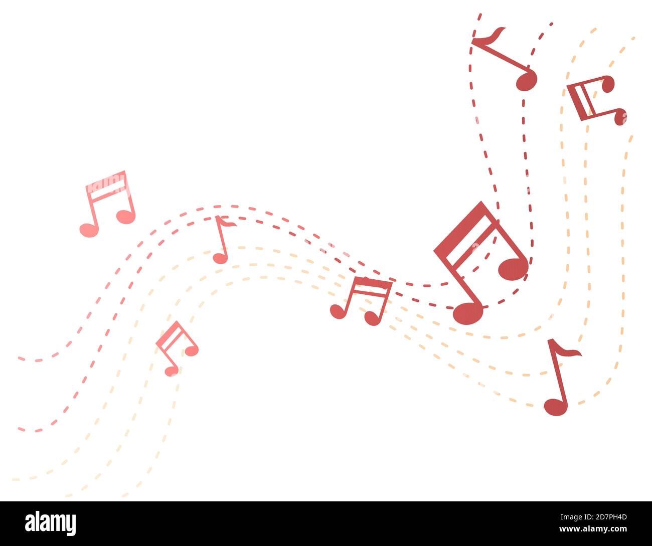 Musical notes flowing in air on dotted road flat vector illustration ...