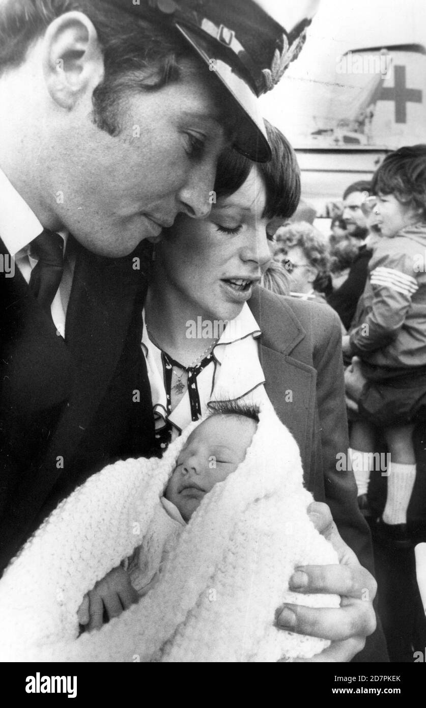 SUB LT. STEVE MARSHALL SEES BABY JAMES (4 WEEKS) FOR THE FIRST TIME ...