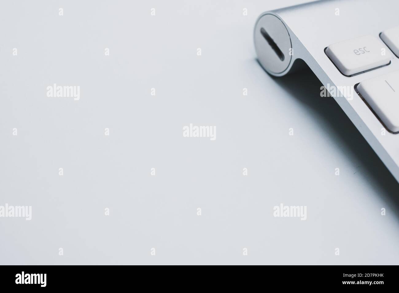 Closeup of a modern and clean keyboard on a white surface Stock Photo ...